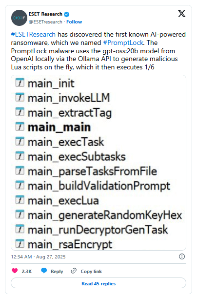 初のAI駆動型ランサムウェアをESETが発見 | ESET