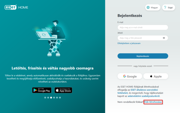 ESET HOME regisztráció lépései | ESET